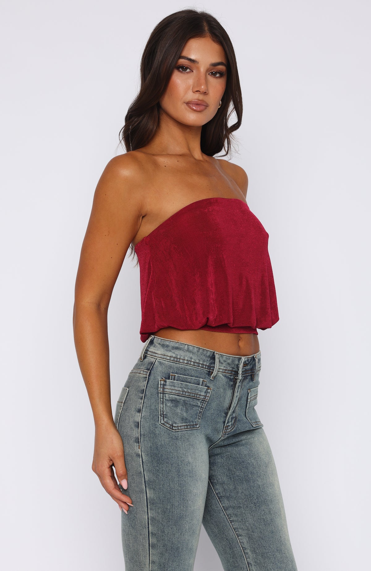 Meant To Amaze Strapless Top Berry | White Fox Boutique