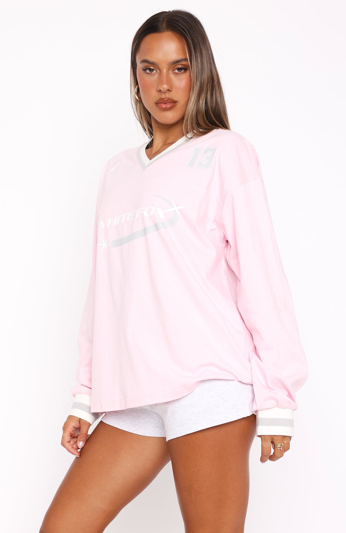 Let's Just Be Friends Long Sleeve Oversized Jersey Pink | White Fox ...
