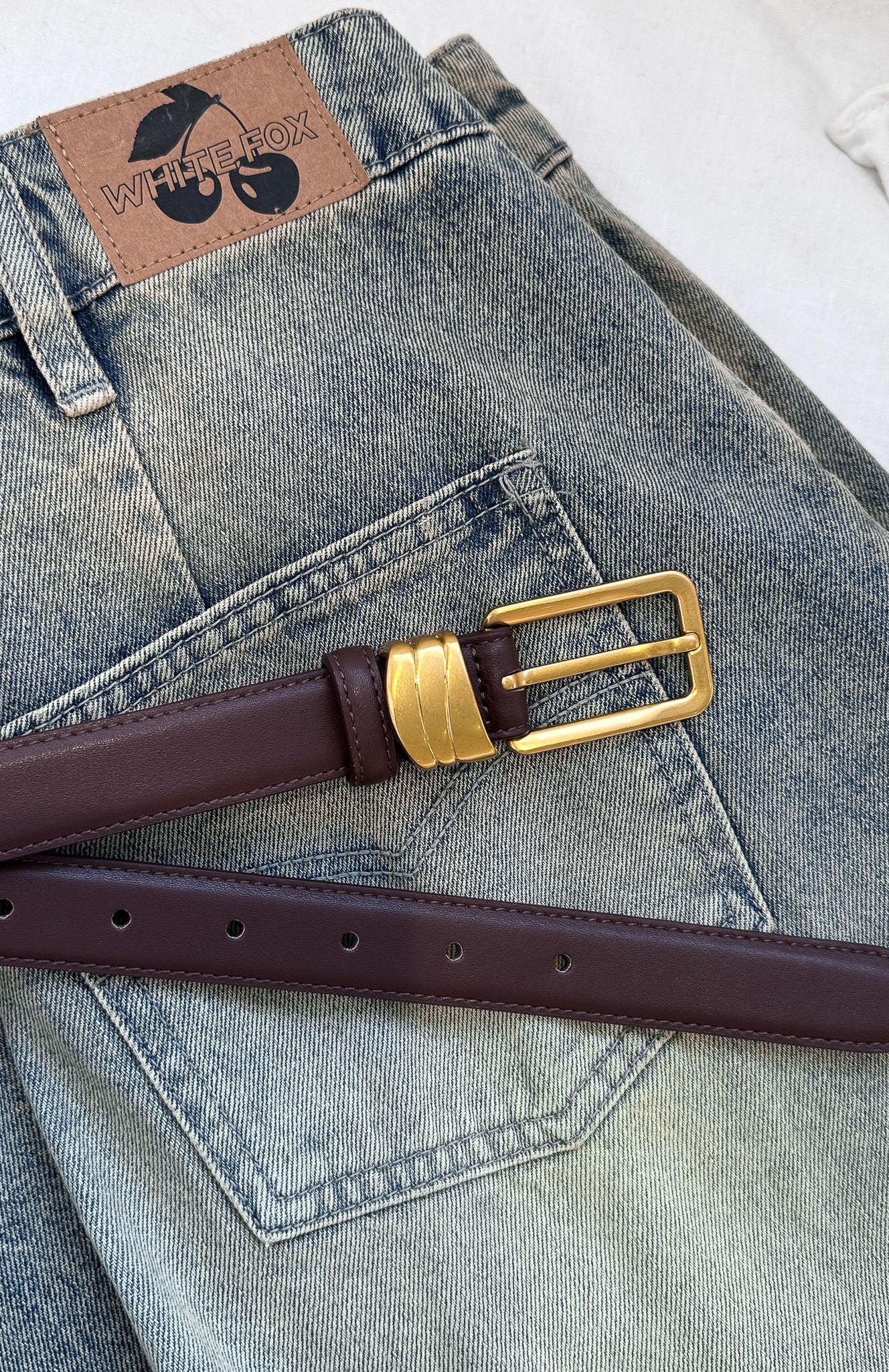 Rex Belt Chocolate/Vintage Gold | White Fox Boutique