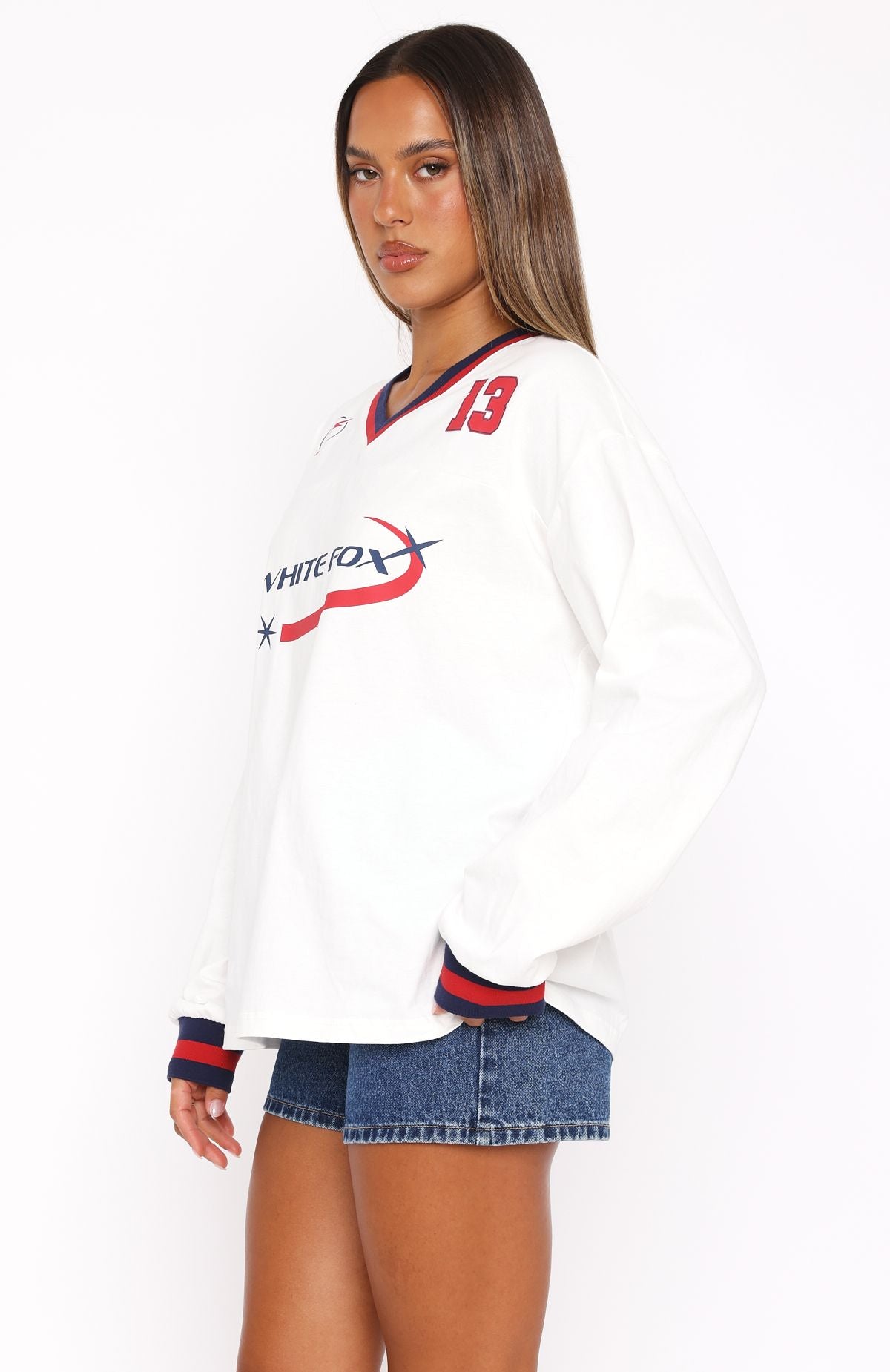 Let's Just Be Friends Long Sleeve Oversized Jersey White | White Fox ...