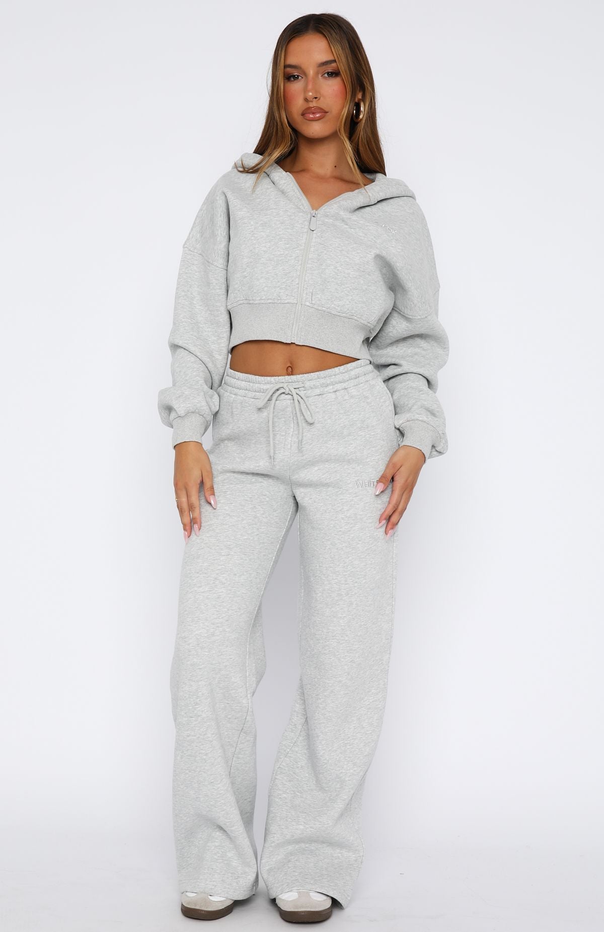 Stay Lifted Wide Leg Sweatpants Dark Grey Marle | White Fox Boutique