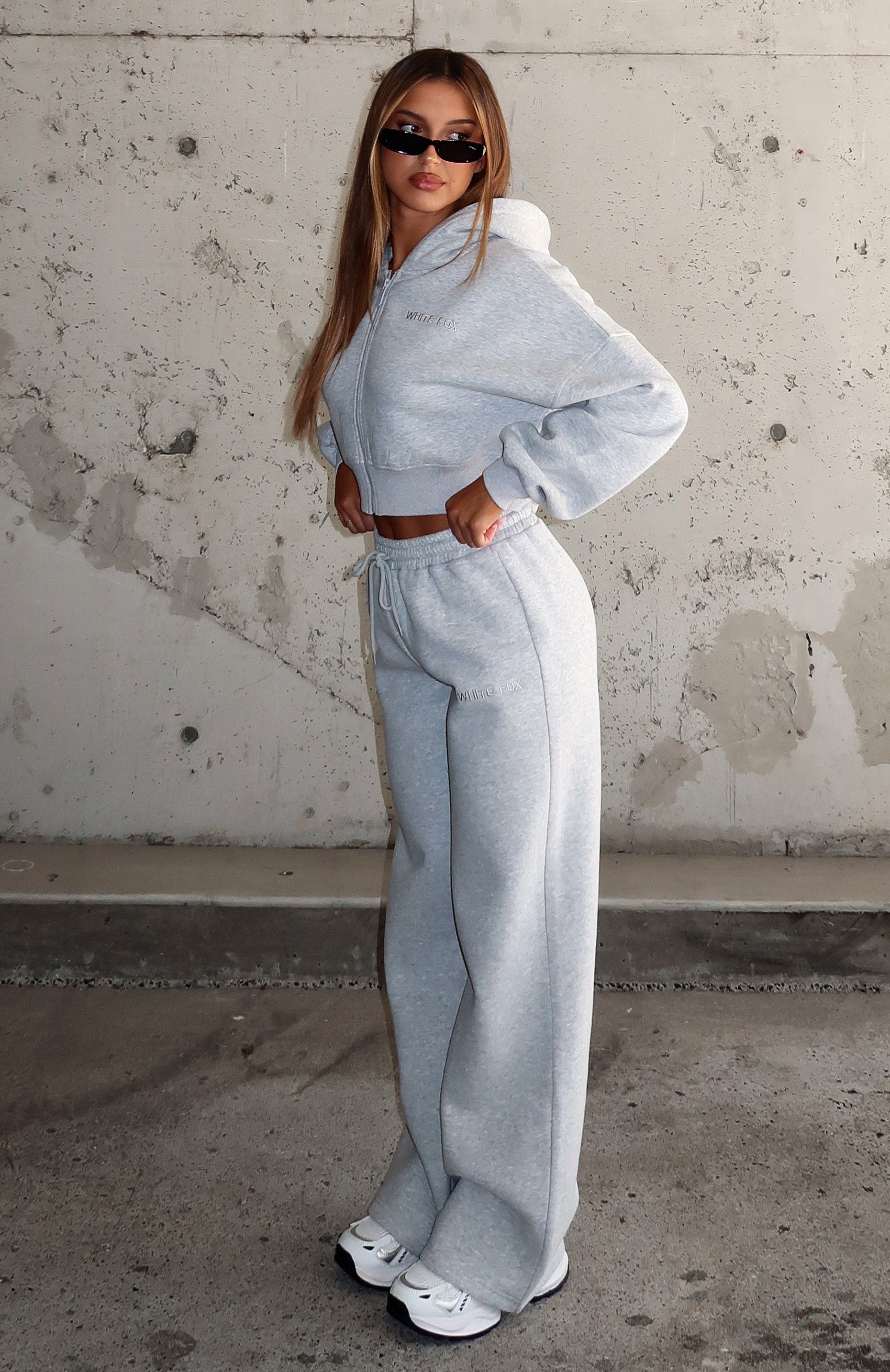 Stay Lifted Wide Leg Sweatpants Dark Grey Marle | White Fox Boutique