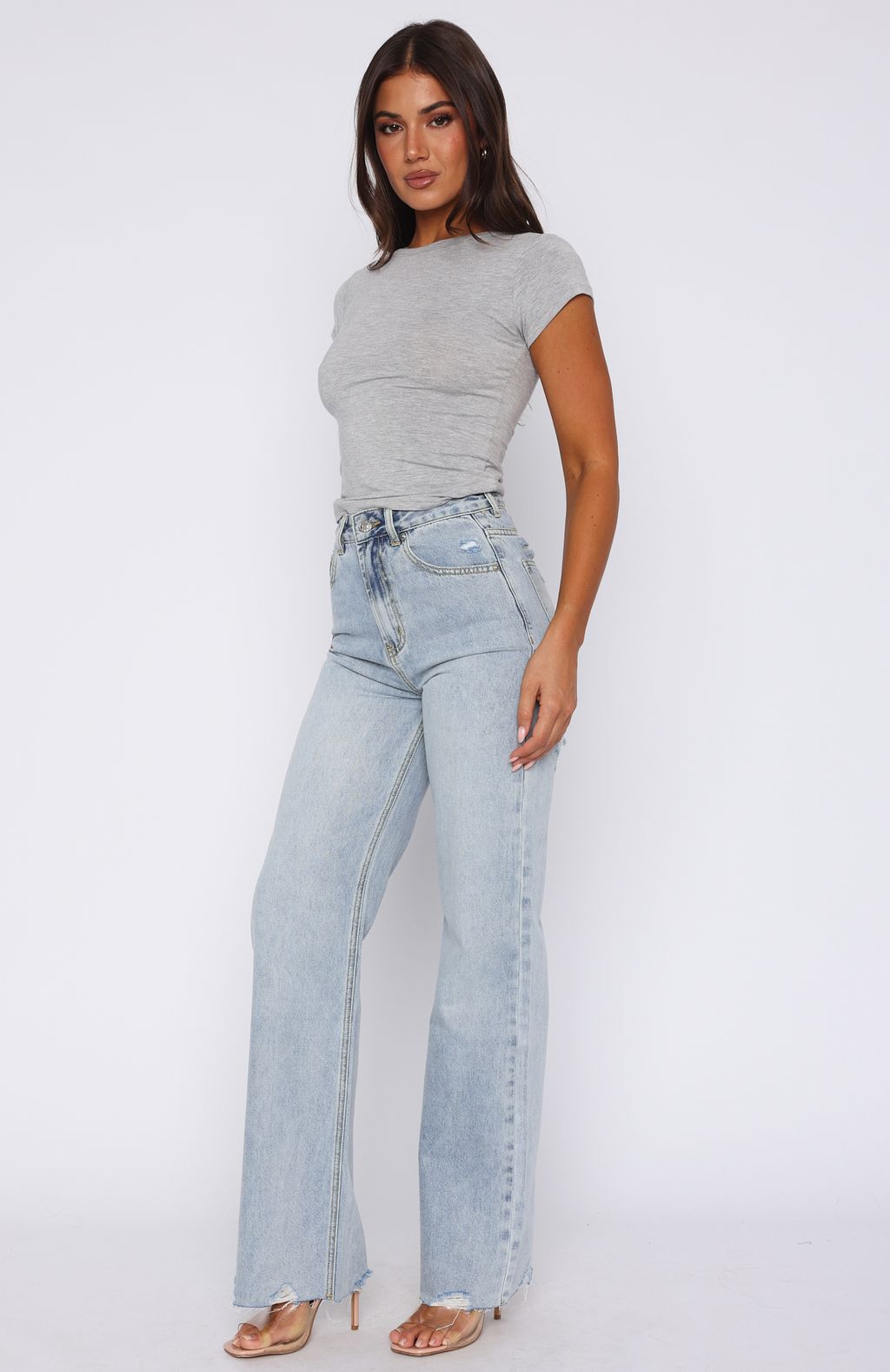 Alana High Waisted Straight Leg Jeans Light Blue | White Fox Boutique