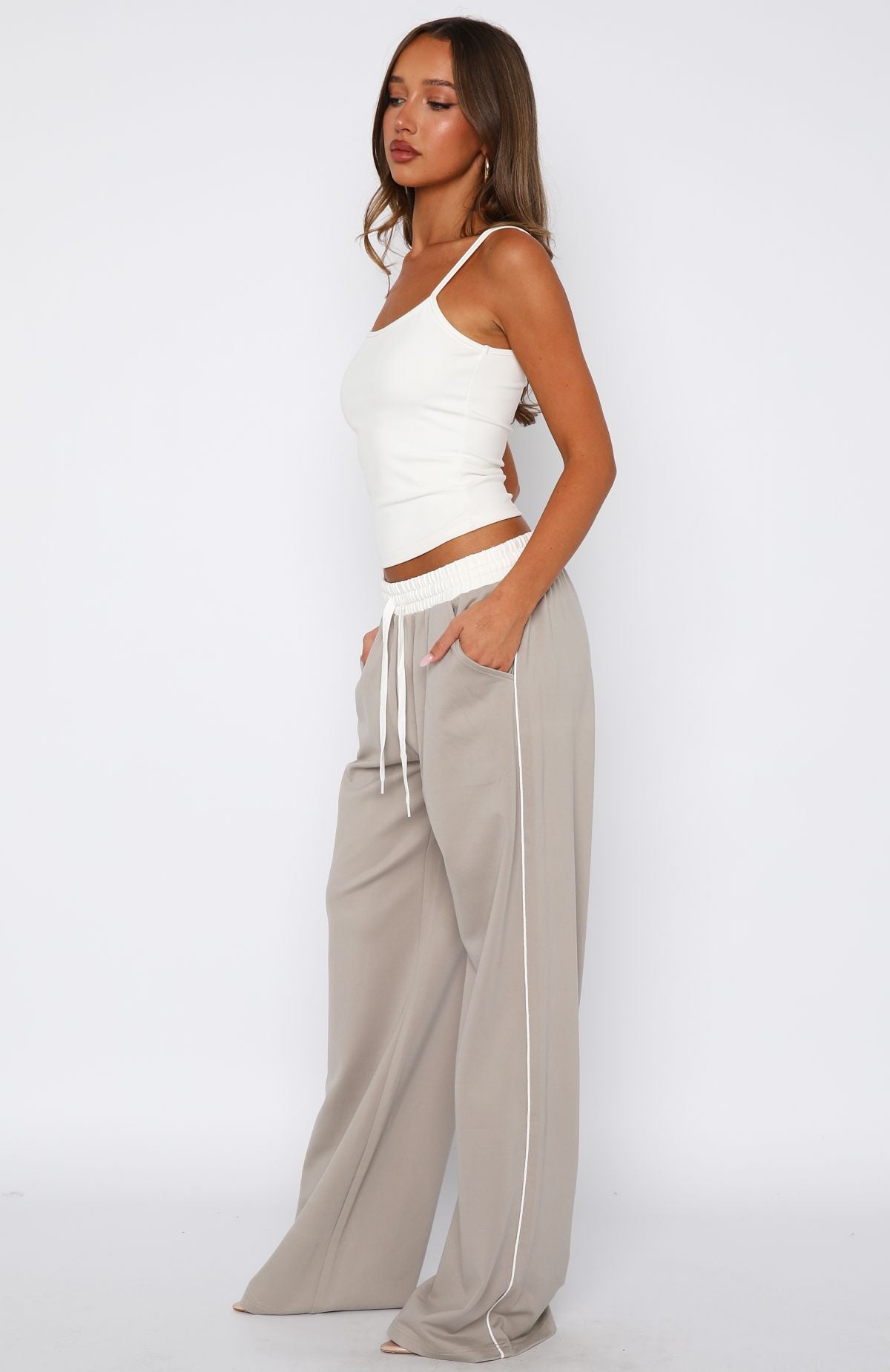 True Feelings Wide Leg Pants Moon | White Fox Boutique