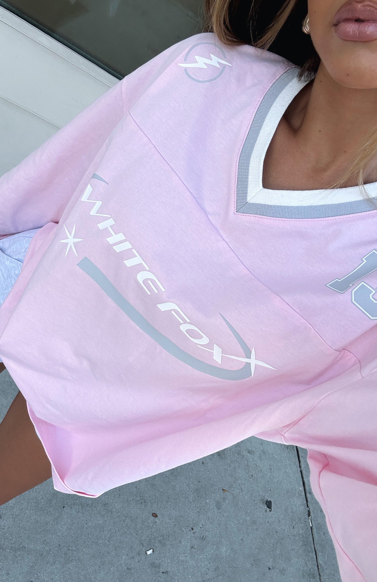 Let's Just Be Friends Long Sleeve Oversized Jersey Pink | White Fox ...