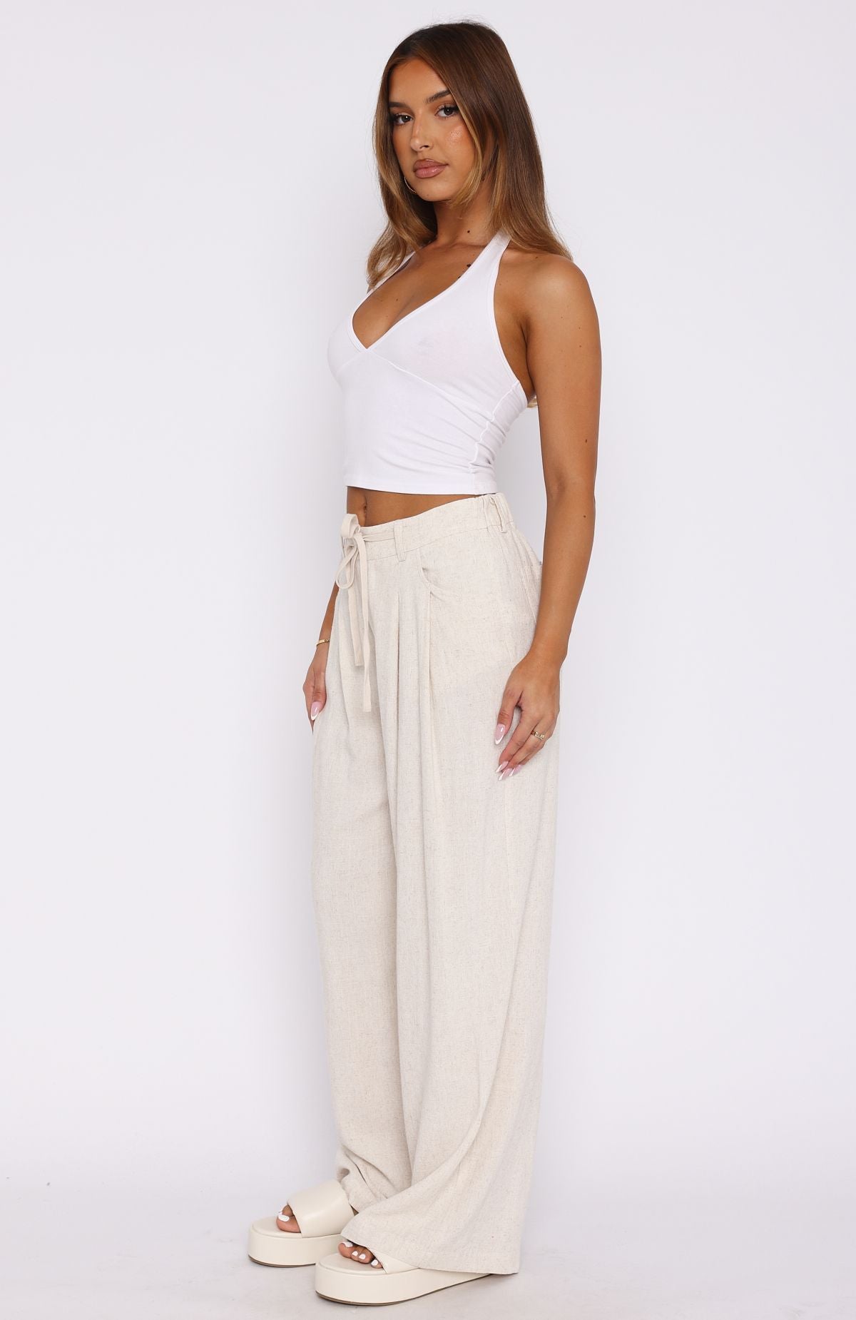 Hiding Out Wide Leg Pants Oat | White Fox Boutique