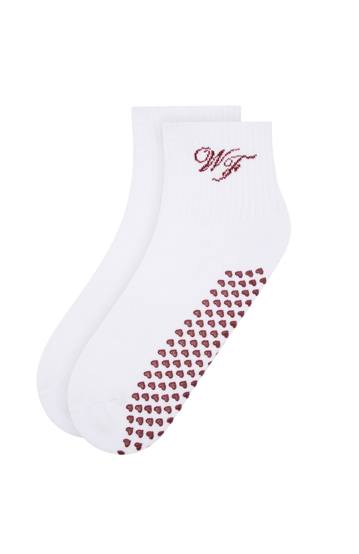Pilates Princess Grip Socks White/Berry | White Fox Boutique