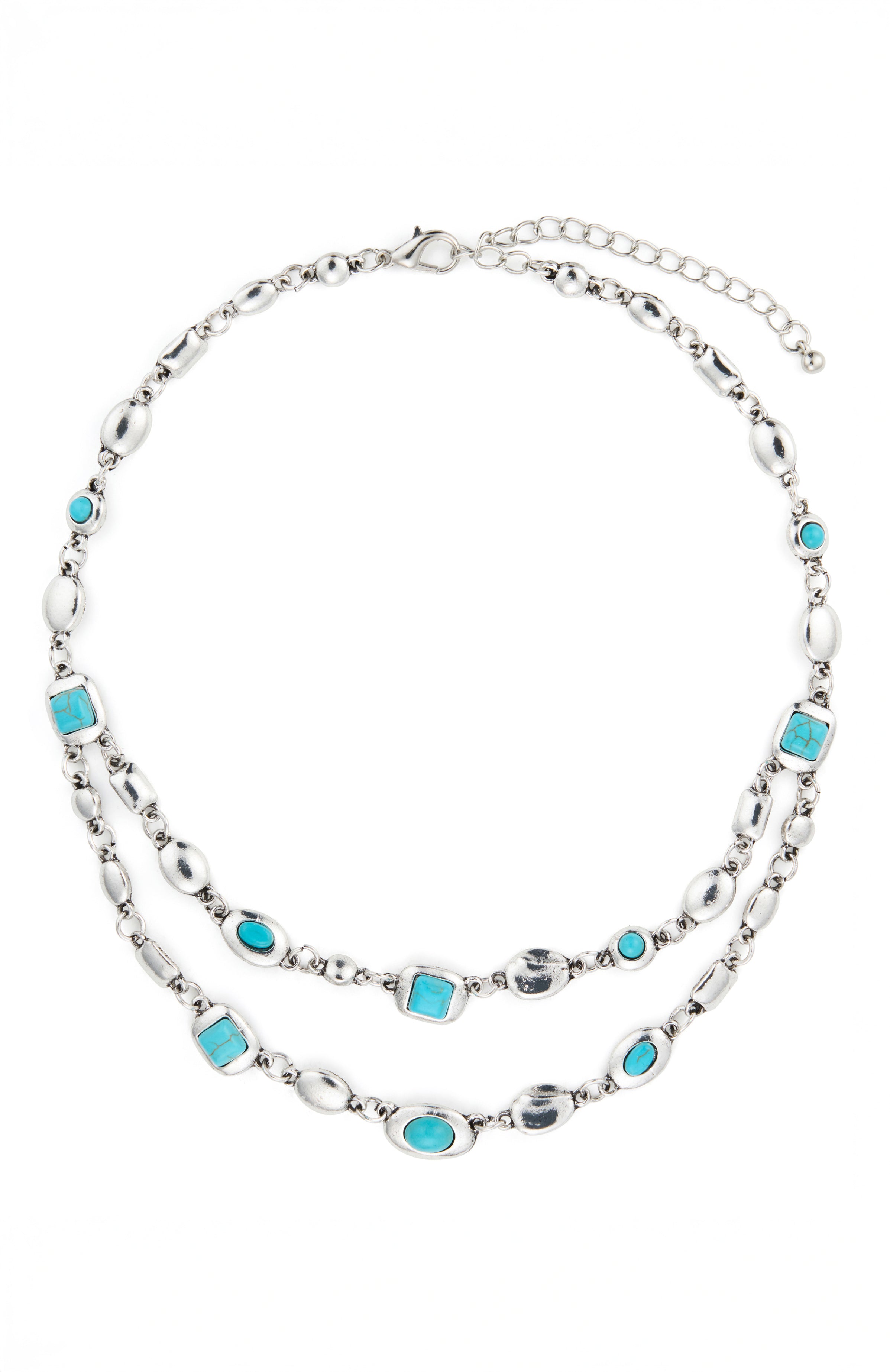 Valda Necklace Silver/Turqoise | White Fox Boutique