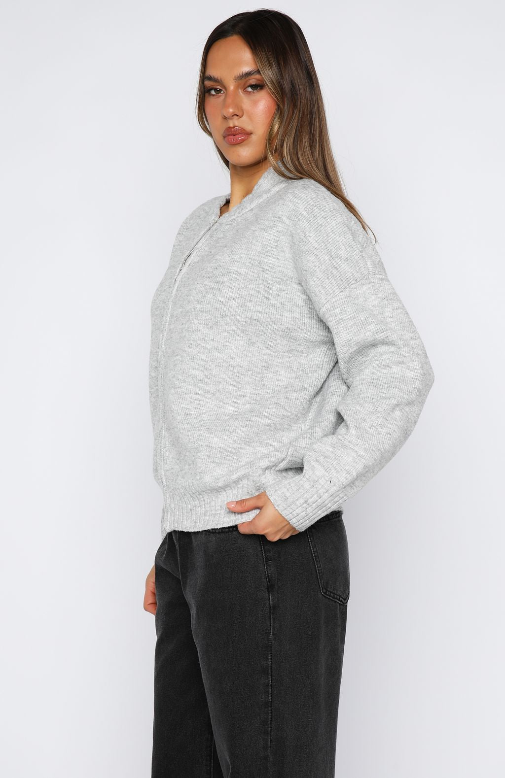 Unbreakable Bond Knit Jacket Grey Marle | White Fox Boutique