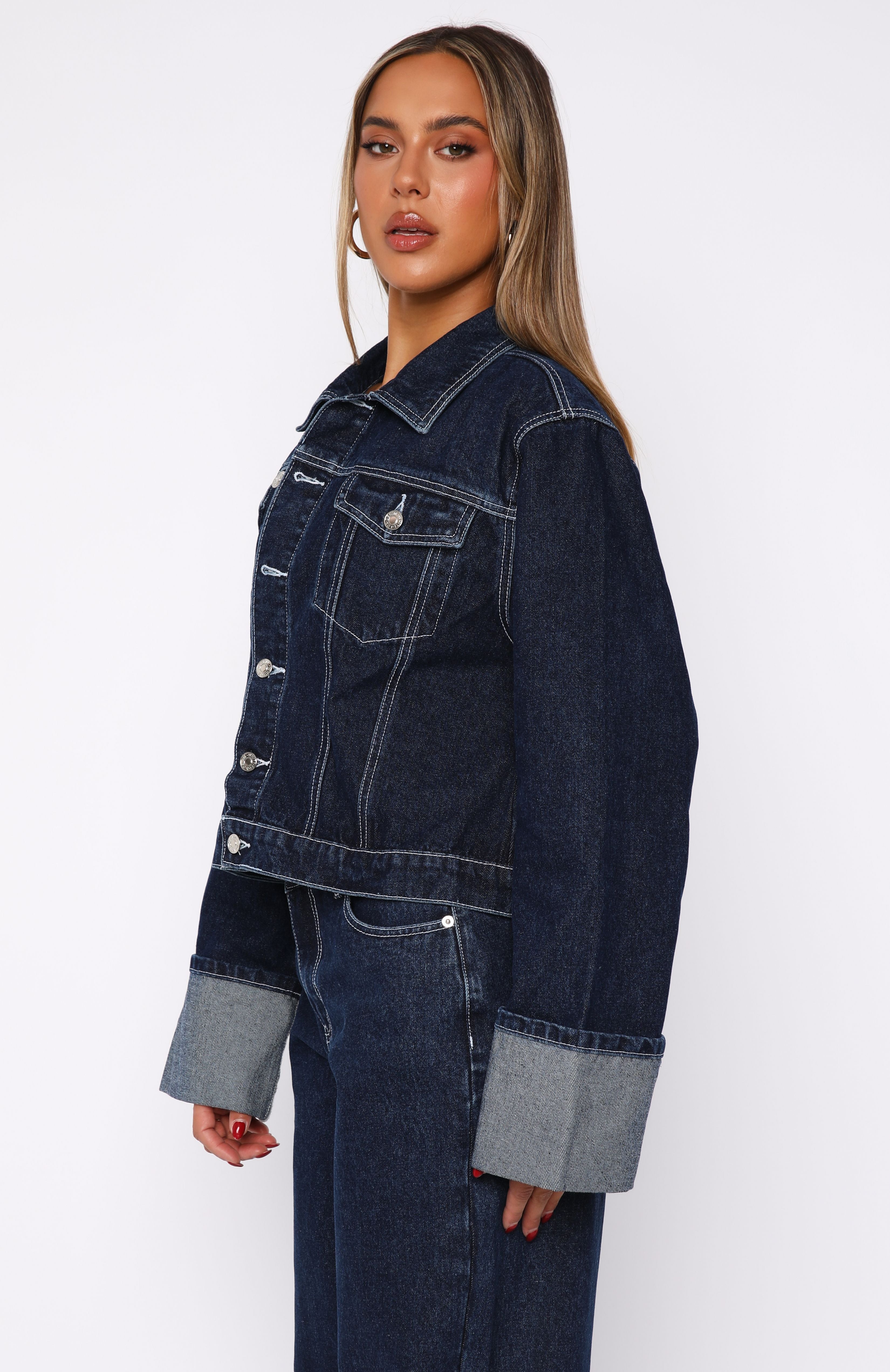 Charlotte Denim Jacket Dark Indigo | White Fox Boutique