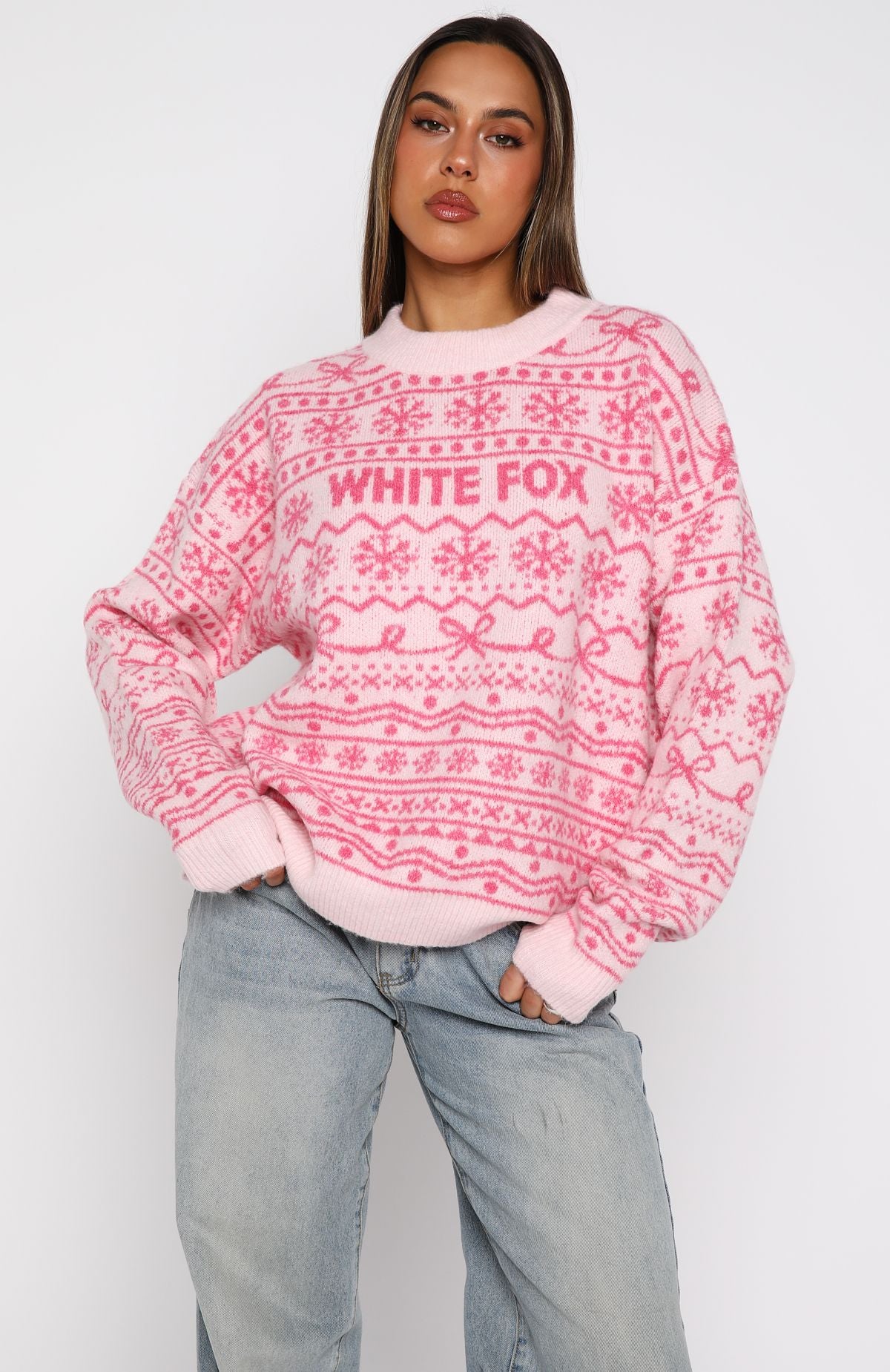 Arctic Fire Knit Sweater Baby Pink | White Fox Boutique