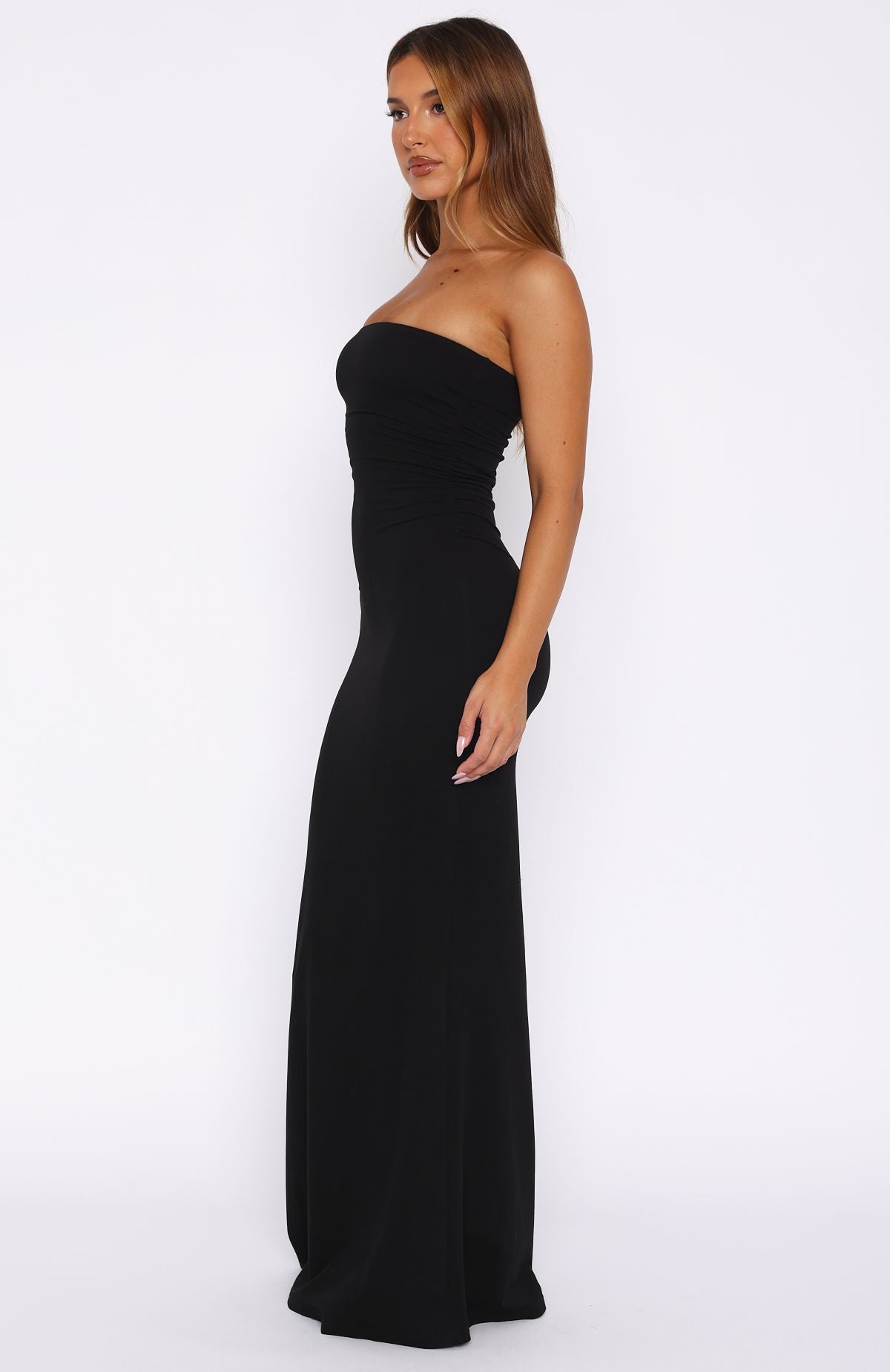 Confidence Is Key Strapless Maxi Dress Black | White Fox Boutique