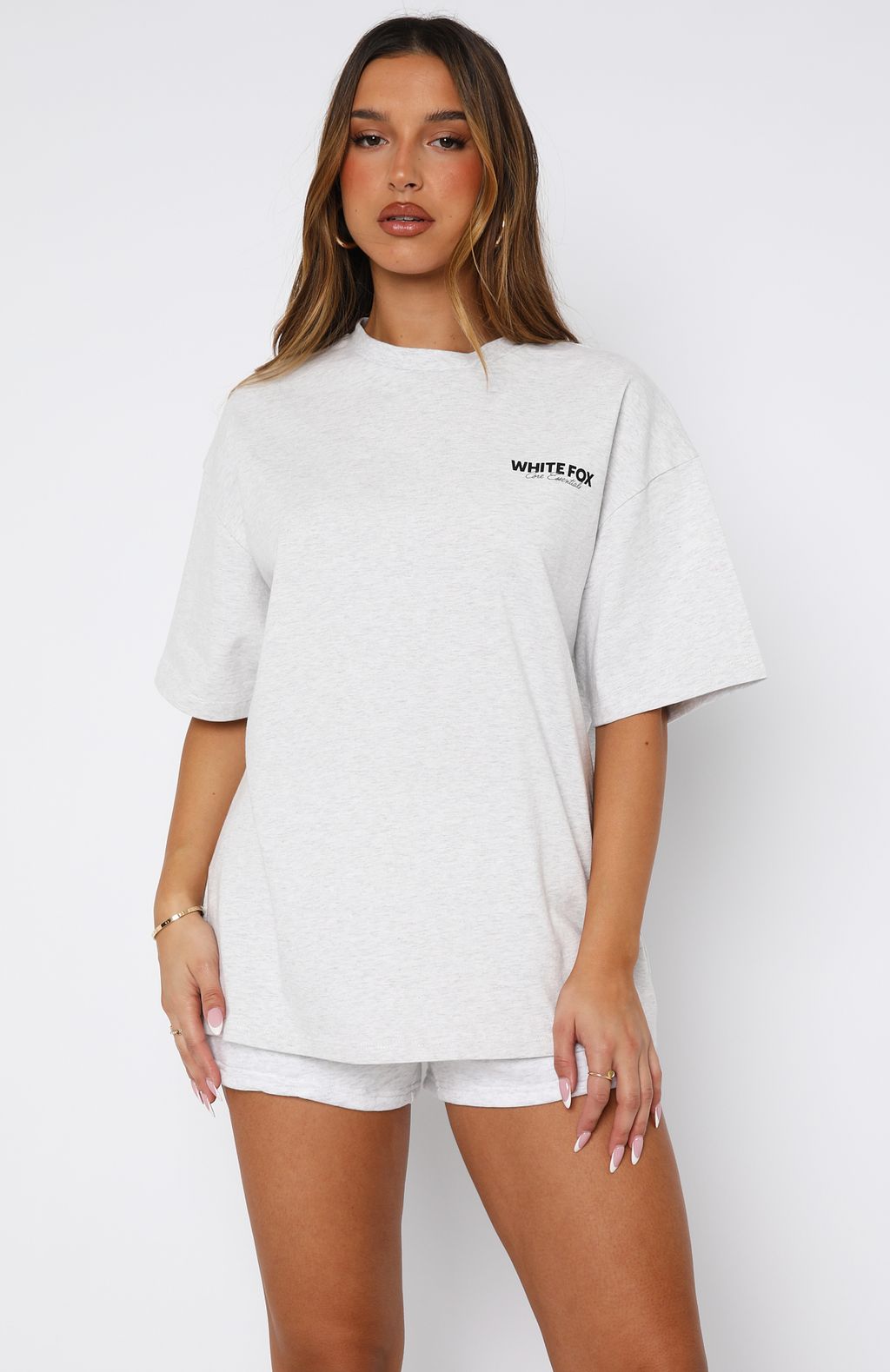 Core Essentials Oversized Tee Grey Marle | White Fox Boutique