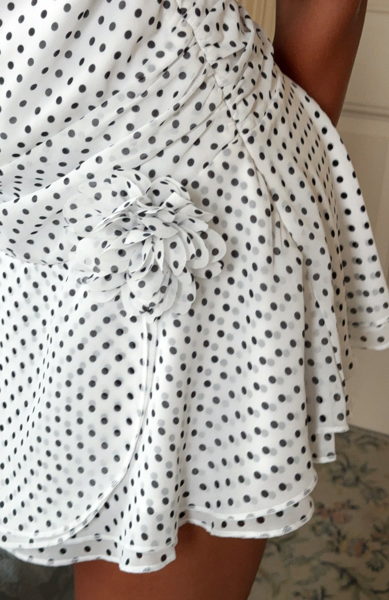 Blooming Hearts Mini Dress Cream/Black Polka Dot | White Fox Boutique