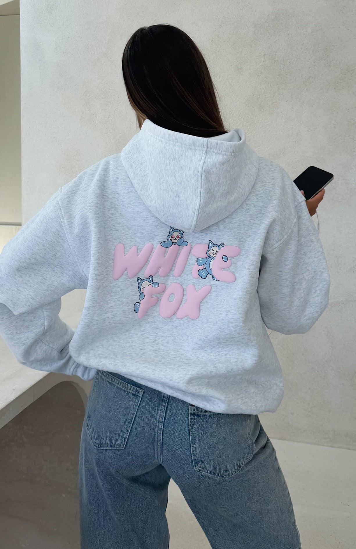 Bubbles & Foxy Friends Oversized Hoodie Frosty | White Fox Boutique
