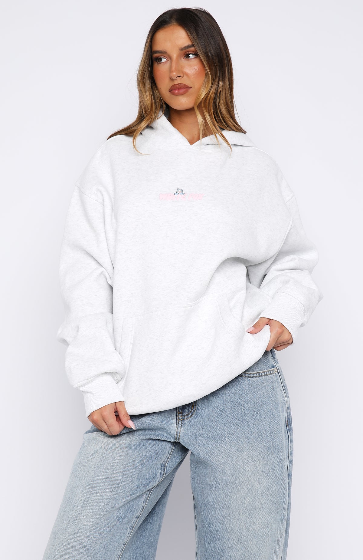 Bubbles & Foxy Friends Oversized Hoodie Frosty | White Fox Boutique