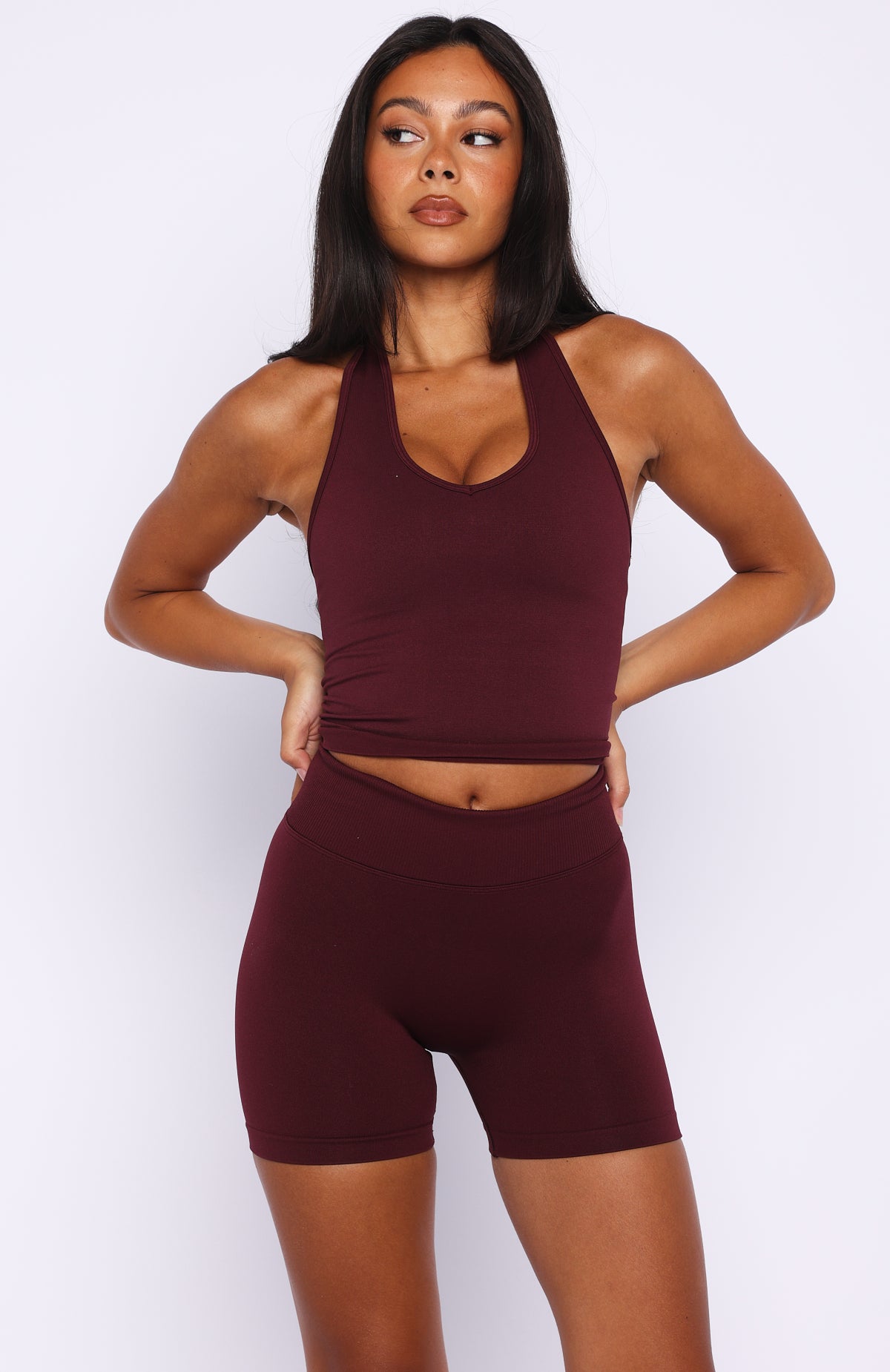 Zoom Seamless Shorts Merlot | White Fox Boutique