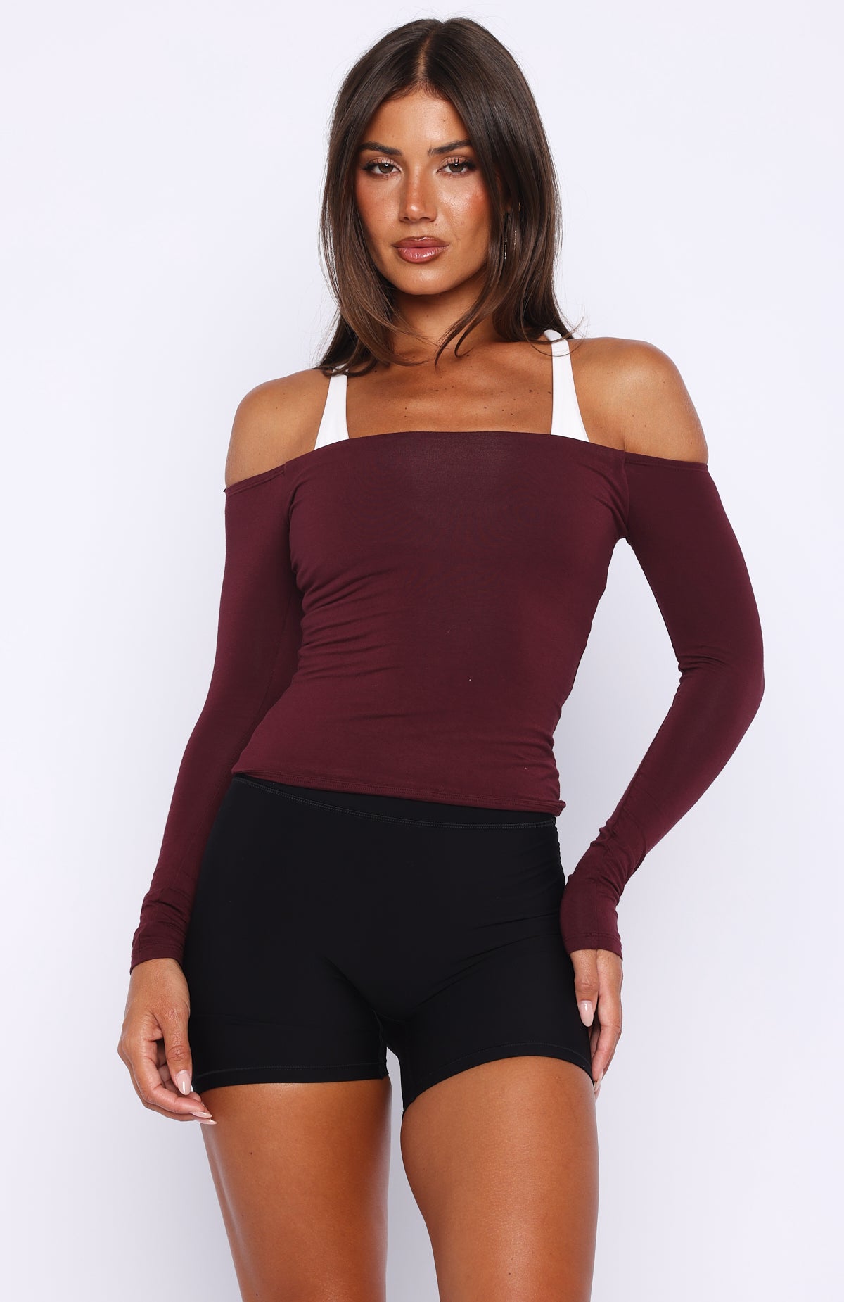 Mad For You Long Sleeve Top Merlot | White Fox Boutique