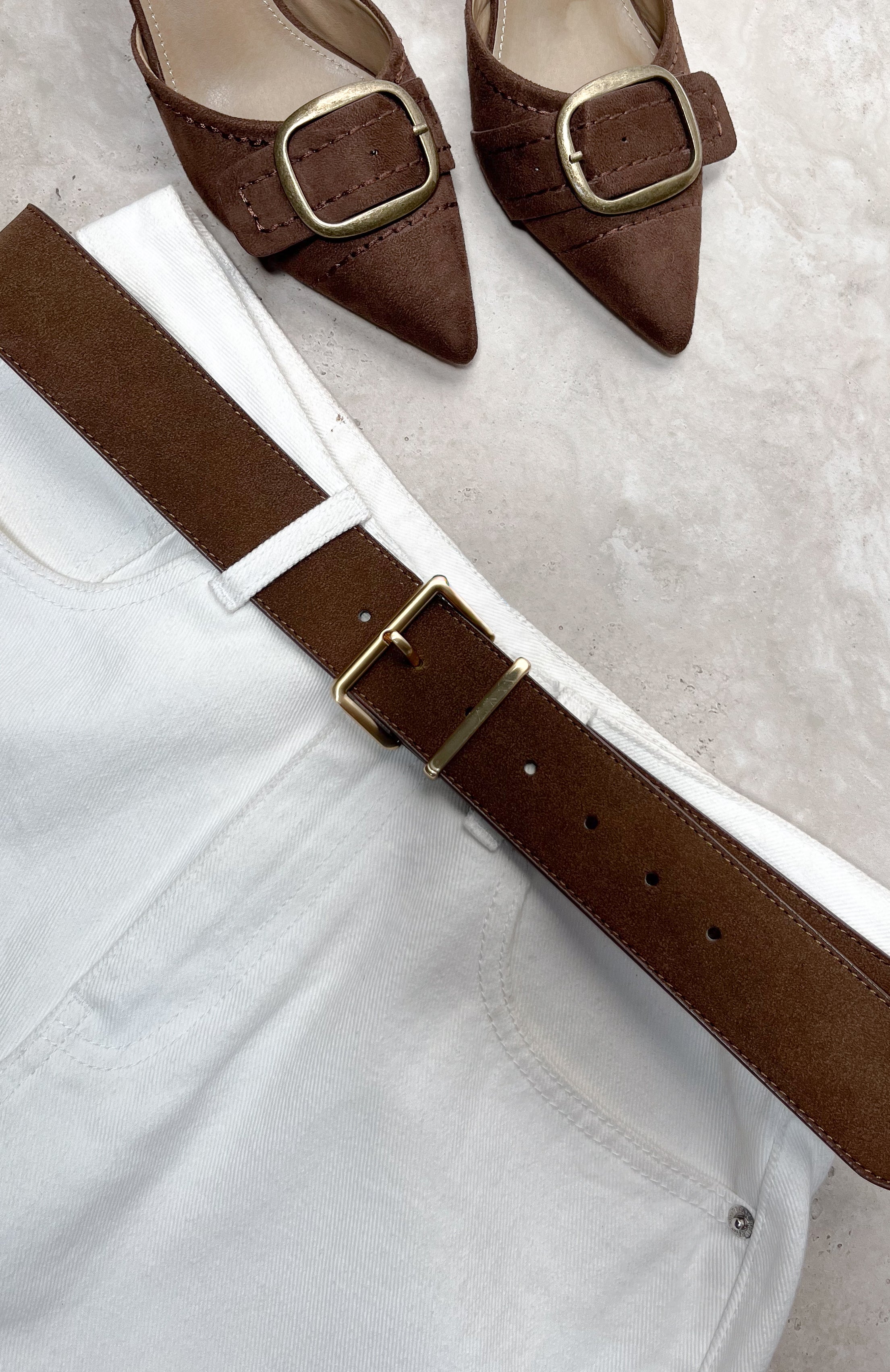 Robin Belt Chocolate Faux Suede | White Fox Boutique