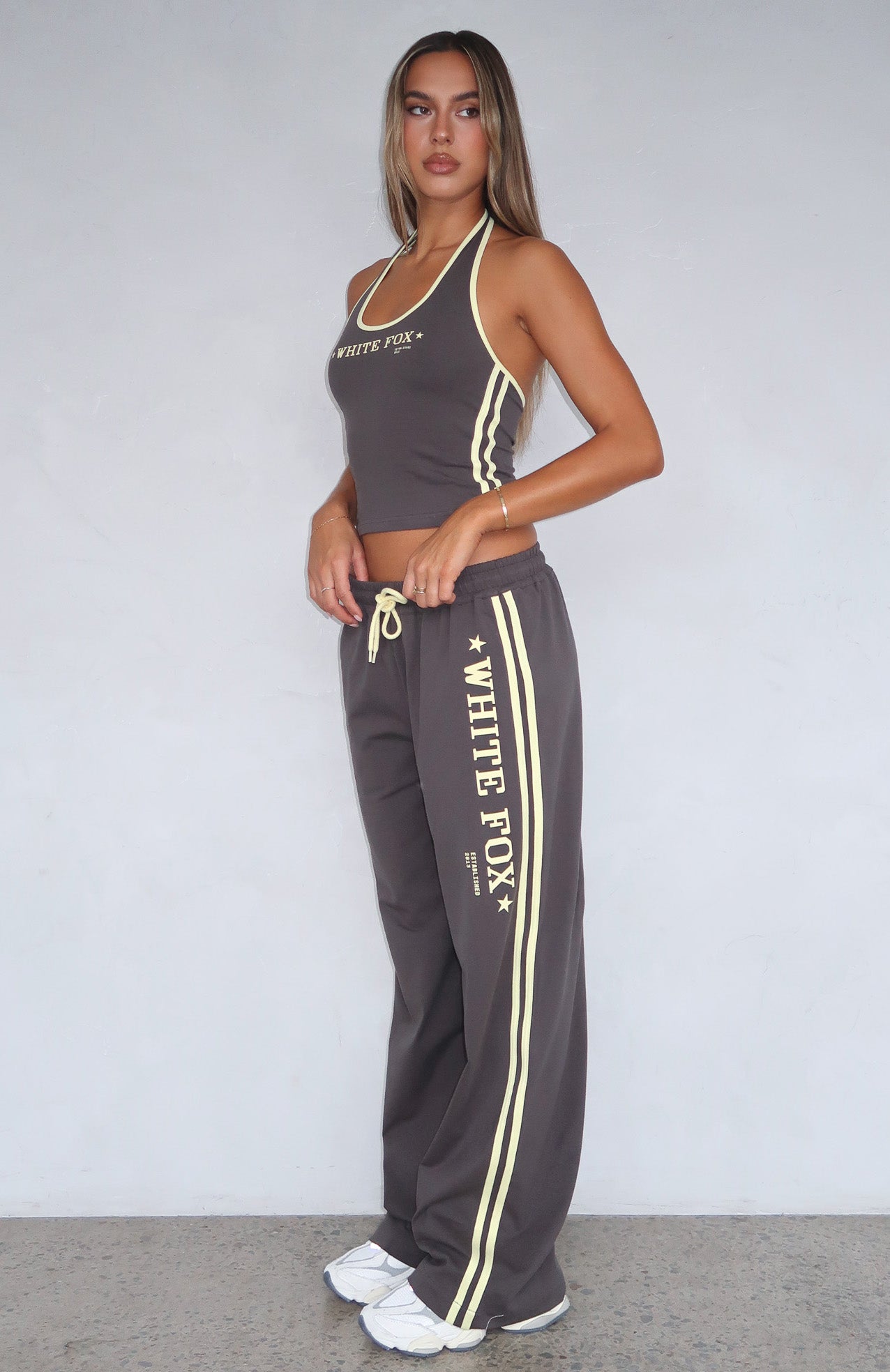 Star Of The Night Track Pants Charcoal | White Fox Boutique