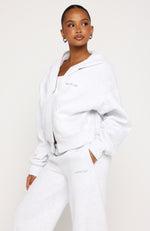 Test Drive Boxy Zip Front Hoodie Grey Marle | White Fox Boutique