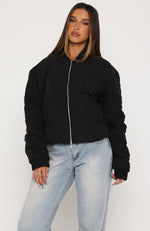 The Hieress Bomber Jacket Black | White Fox Boutique